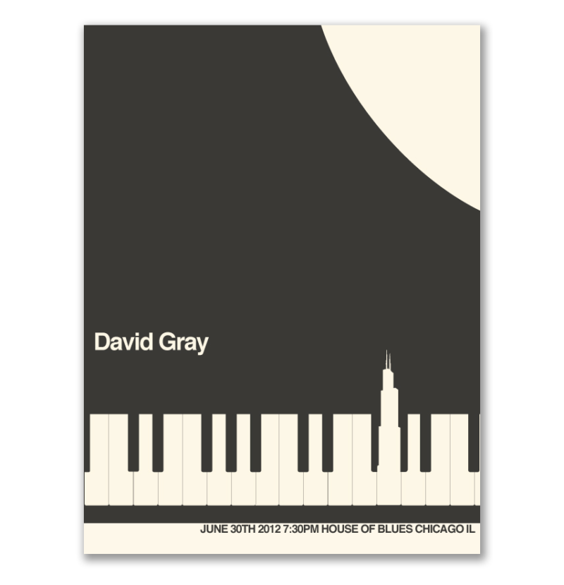 David Gray gig poster - Hunter Langston Design